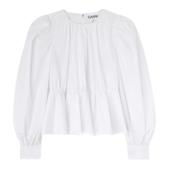 Ganni Blouse en popeline compacte - Femme - Blouses et Chemises - Blanc - Taille: 36 FR