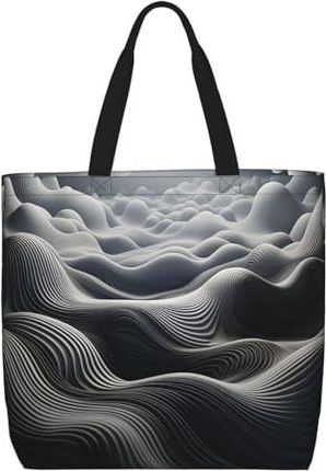 Generic Lignes Ondul&eacute;es Sac A Main Femme R&eacute;utilisable Sacs Grand Sac Cabas Pour Voyage Gym Travail