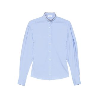 Brunello Cucinelli Hemdbluse mit Puff&auml;rmeln - - Blouses & Shirts - Damen - Blau - M