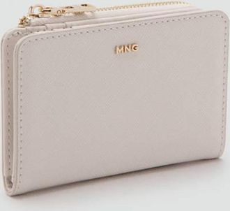 Mango Portefeuille petit effet saffiano gris glac&eacute; - Femme - Taille unique - MANGO