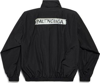 Balenciaga Logo-Patch Nylon Jacket - Black