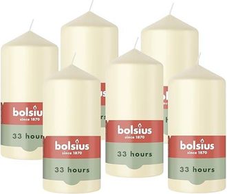 Bolsius Bolsius - Glatte Stumpenkerze - Elfenbein - 12 cm - 6 St&uuml;ck - Dekorative Kerzen - Enth&auml;lt nat&uuml;rliches Pflanzenwachs - Ohne Palm&ouml;l