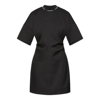 Calvin Klein Jeans Logo Rib Interlock T-Shirt-Kleid - - Dresses - Damen - Schwarzk - M