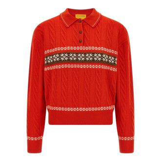 Guest In Residence Cable Collegiate Polo - - Knitwear - Damen - Rot - M