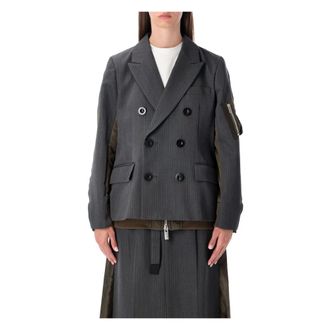 sacai Damen, Jacken, Grau, LGr&ouml;&szlig;e