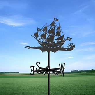 Generic Schwarze Wetterfahne aus Metall Zur Anzeige der Windrichtung Im Au&szlig;Enbereich f&uuml;R Hof Garten Bauernhaus Scheune Schuppen oder Terrasse(L19)