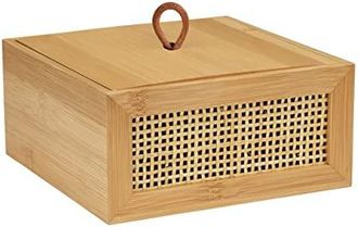 WENKO Badbox Allegre M, dekorative Box mit Deckel im trendigen Boho-Style aus hochwertigem Bambus und Rattan-Geflecht, zur Aufbewahrung von Badutensilien od