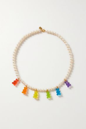 Crystal Haze Collier En Plaqu&eacute; Or, Perles Et R&eacute;sine Juanita - Blanc