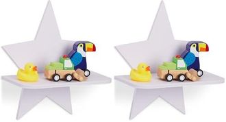 Relaxdays Wandregal Stern, Schweberegal Kinderzimmer, HBT: 27,5 x 25 x 11,5 cm, Wandboard Kiefernholz, Regalbrett, wei&szlig; (Packung mit 2)