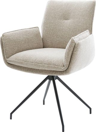 DELIFE Polsterstuhl NELA-Flex Kreuzgestell konisch Schwarz Webstoff Soft Beige