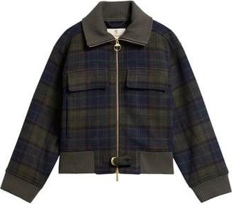 Barbour Veste droite col camionneur &agrave; carreaux en laine m&eacute;lang&eacute;e