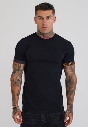 Siksilk Herren Schwarzes Roll&auml;rmel T-Shirt L