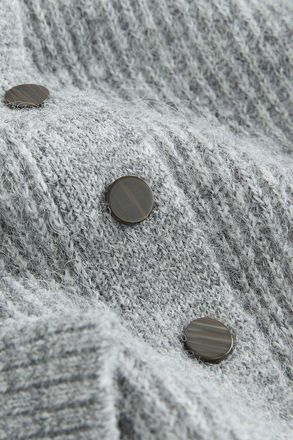 Next Strickjacke Lang&auml;rmelige, gerippte Strickjacke, V-Ausschnitt (1-tlg)
