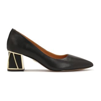 Kazar Schwarze Lederpumps mit goldener Verzierung am Absatz - - Shoes - Damen - Schwarzk - 41 EU
