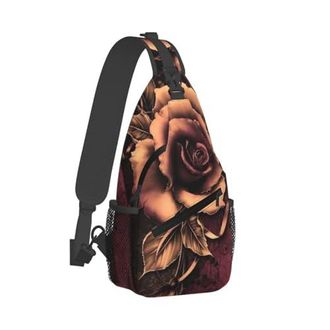 Generic Sacoche Bandouliere Roses gothique Casual Sac Bandouli&egrave;re Antivol Crossbody Bag pour Homme Femme &eacute;cole