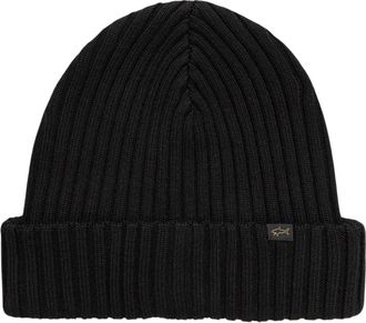 Paul & Shark Bonnet en laine c&ocirc;tel&eacute;e - Homme - Accessoires - Noir - Taille: ONE Size