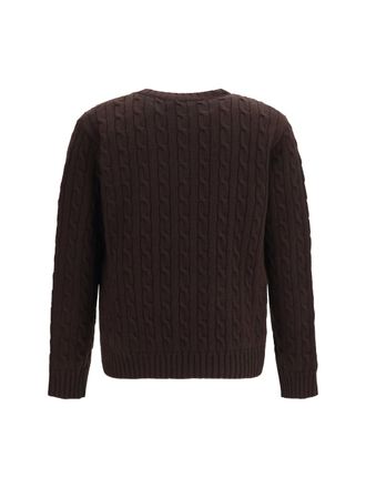Valentino Cable-Knit Merino Wool Cardigan - Brown