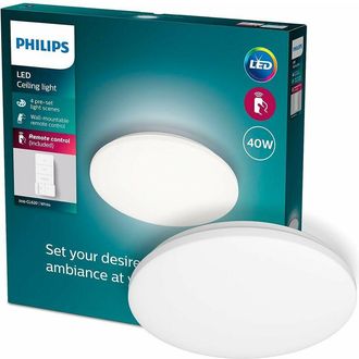 Philips plafonnier Izso aio 40W rond, télécommande sans fil incluse, blanc chaud à blanc froid