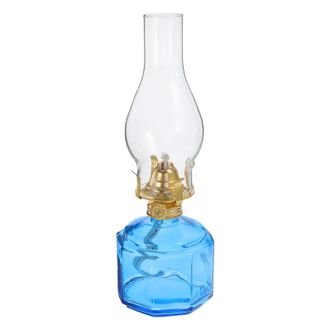 NUOBESTY Vintage &Ouml;llampe aus Glas mit Metall Winddicht und Einstellbar Blau Rustikale Petroleumlampe f&uuml;r Innen und Au&szlig;enbereich Dekorative Tischlampe f&uuml;r Zuhau