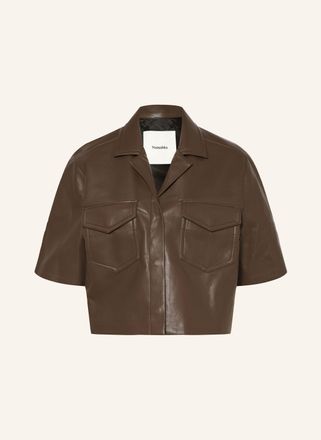 Nanushka Bluse Maisie In Lederoptik braun