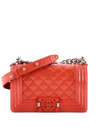 Chanel Boy Flap Bag Quilted Patent Small crossbody bag - Orange