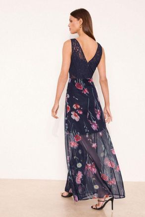 Lipsy Maxikleid Maxikleid mit Blumen-Print und Spitze, Regular (1-tlg)