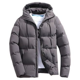 Generic Veste isolante pliable &agrave; col montant pour homme - Manteau dhiver matelass&eacute; &eacute;pais en coton matelass&eacute; pour homme, gris, 4XL