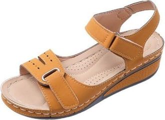 Generic Sandales élégantes à talon compensé pour femme - Sandales avec sangles réglables - Sandales orthopédiques dété - Sandales compensées creuses - Bout ou