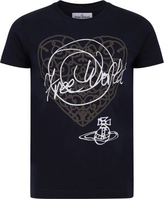 Vivienne Westwood Homme, Tops, Bleu, Taille: L T-shirt Free World-heart Peru