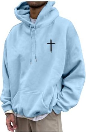 Generic Sweat à capuche graphique « God Loves You » pour homme tendance vintage pull à capuche confortable lettre Jésus Christian pull à capuche automne perso