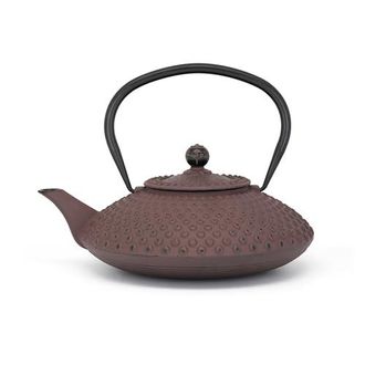 Bredemeijer Asia Th&eacute;i&egrave;re plate en fonte 1,25 l Aubergine - Grande verseuse &eacute;maill&eacute;e en fonte &eacute;maill&eacute;e avec filtre en acier inoxydable