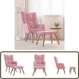 vidaXL Relaxsessel mit Hocker Rosa Samt - Sessel - Samt Sessel - Rosa Sessel - Wohnraum Dekoration - Lounge Sessel