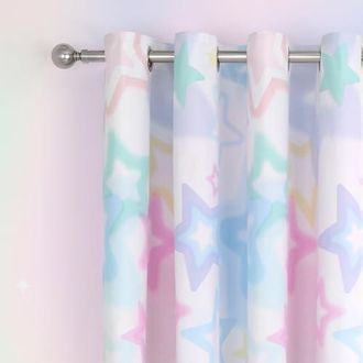 Catherine Lansfield Ombre Stars Vorhänge mit Ösen, 168 x 183 cm, wendbar, 2 Paneele, Weiß