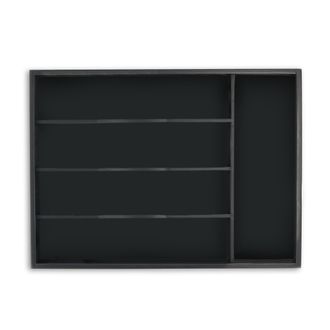 Relaxdays Besteckkasten, 5 Fächer, Schubladen Ordnungssystem, HBT: 4,5 x 34 x 25 cm, Bambus, Besteck Organizer, schwarz