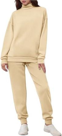 Generic Ensemble de jogging pour femme - Couleur unie - Sweat doux et pantalon de jogging - Deux pi&egrave;ces - Confortable - Pantalon large avec poches - Surv&ecirc;teme