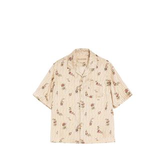 Valentino Silk Bowling Shirt With Papier Floral Print