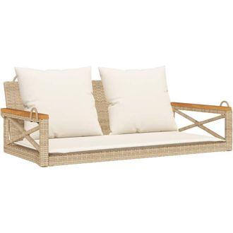 vidaXL Balancelle avec coussins beige 109x62x40 cm r&eacute;sine tress&eacute;e