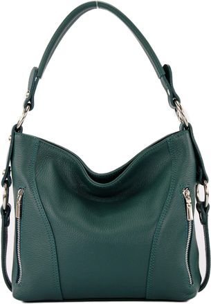 modamoda.de T202 Damen Leder Henkeltasche Schultertasche handmade in Italy, Farbe:Petrol