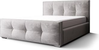 Generic Polsterbett Roma 5 Farben mit Lattenrost 3 Größen 120 140 oder 160 Komfort Bettkasten Grau 120cm X 200cm