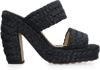 Bottega Veneta Womens Canalazzo Raffia Mules Black Viscose; Lambskin Lambskin; Sandal