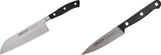 Arcos S&eacute;ries Riviera - Couteau Santoku - Lame Acier Inoxydable Forg&eacute; Nitrum 180 mm - Noir & S&eacute;ries Universal - Couteau du Chef Couteau &agrave; D&eacute;couper - Lame Aci