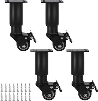 Generic Set Mit 4 Verstellbaren M&ouml;belf&uuml;&szlig;en Aus Metall Mit Rollen Schrauben, F&uuml;r Schr&auml;nke/Sofas/Betten/Kommoden/Couches, Robuste DIY-Ersatzf&uuml;&szlig;e Couchtische(Sch