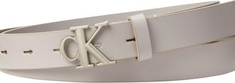 Calvin Klein Damen Gürtel Monogram Plaque Buckle 2,5 cm Ledergürtel, Elfenbein (Chateau), 105 cm