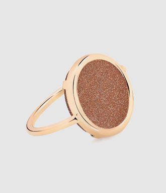 Ginette NY Bague Baby Disc Sandstone Dor&eacute; Or Rose