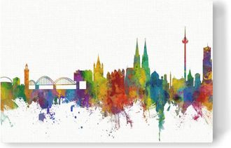 artboxONE Leinwand 30x20 cm St&auml;dte Cologne K&ouml;ln Germany Skyline bunt von Michael Tompsett