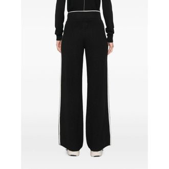 adidas Wide-Leg Ribbed Knit Track Pants - Black