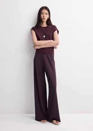 Mango Strickhose mit mittlerer Bundh&ouml;he bordeaux - Damen - XS - MANGO