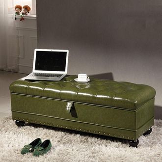 Generic Aufbewahrungsbank Aus PU-Leder - Gepolsterter Fußhocker Mit Sehr Großer Kapazität Und Beinen Aus Massivholz, Schuh- Und Betthocker for Den Eingangsber