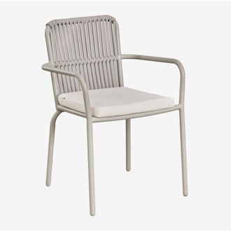Sklum Sklum - Lot de 4 chaises de jardin empilables avec accoudoirs en aluminium Alberta Vert fum&eacute;