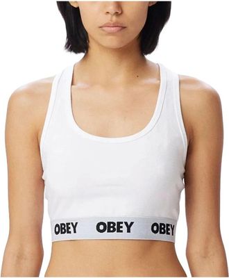 Obey Femme, Tops, Blanc, Taille: 36 FR Cropped Tank